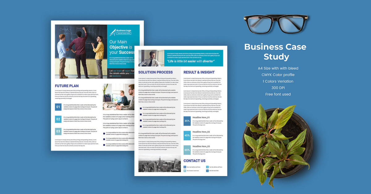 Business Case study template corporate modern business double side ...