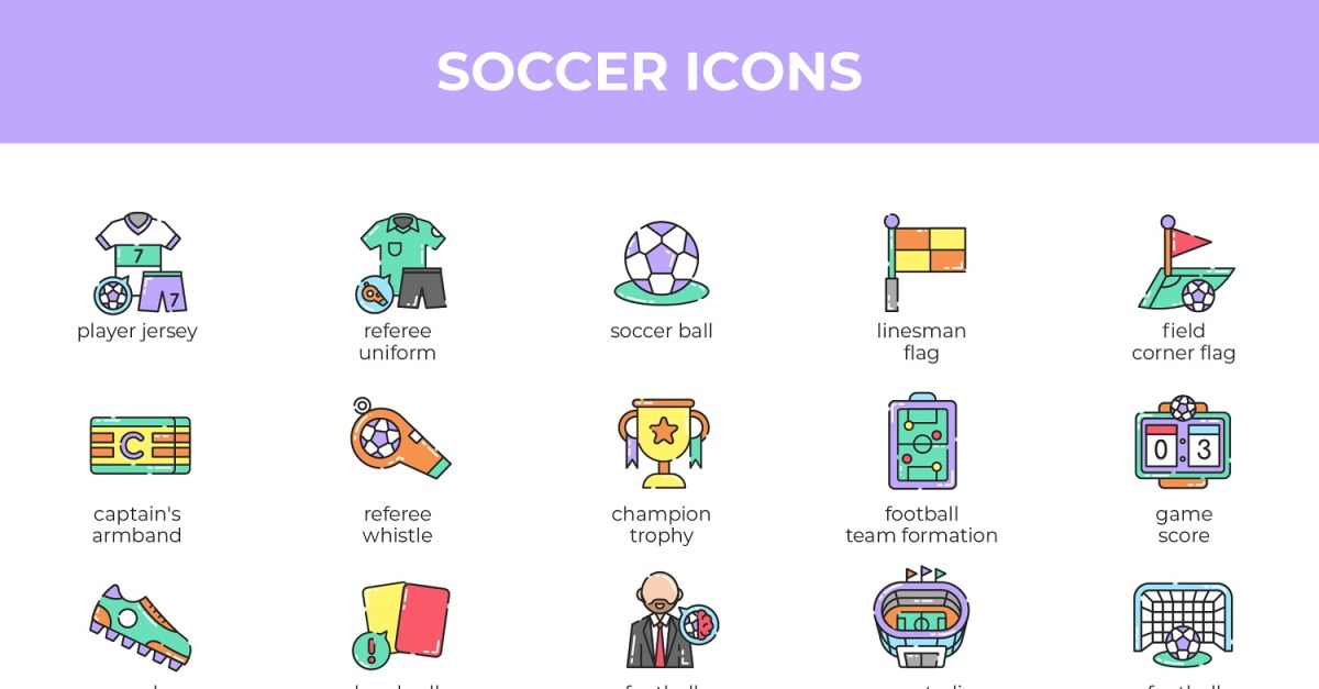 Soccer Icons Set Template #352006 - TemplateMonster
