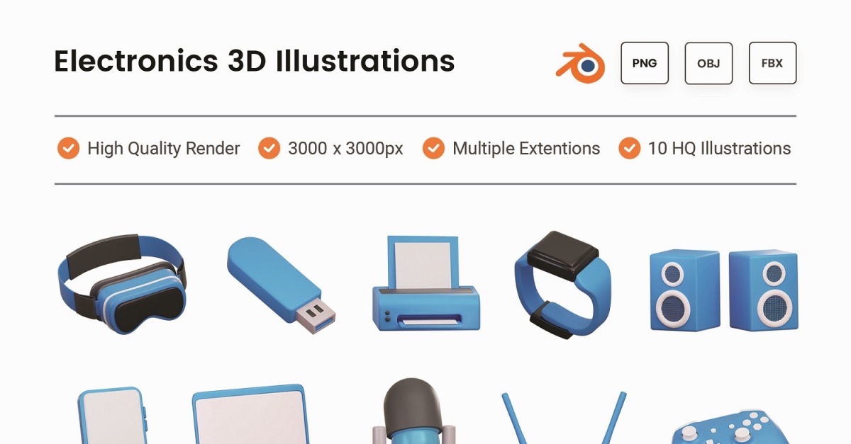 Electronics 3D Illustration Set #352321 - TemplateMonster