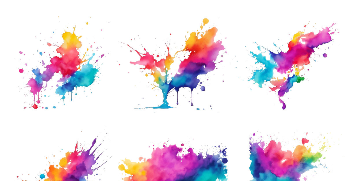Abstract ink splash background, colorful paint ink splatter brush stroke