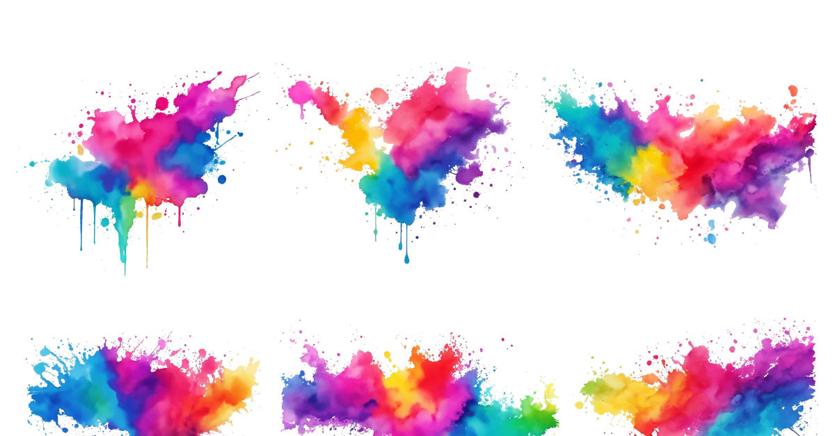 Watercolor ink splatter paint brush set, - TemplateMonster