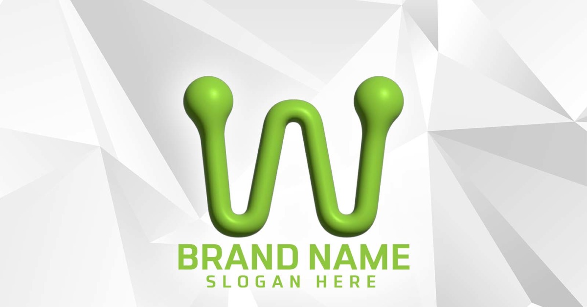 Design do logotipo da marca W do software de inflação 3D