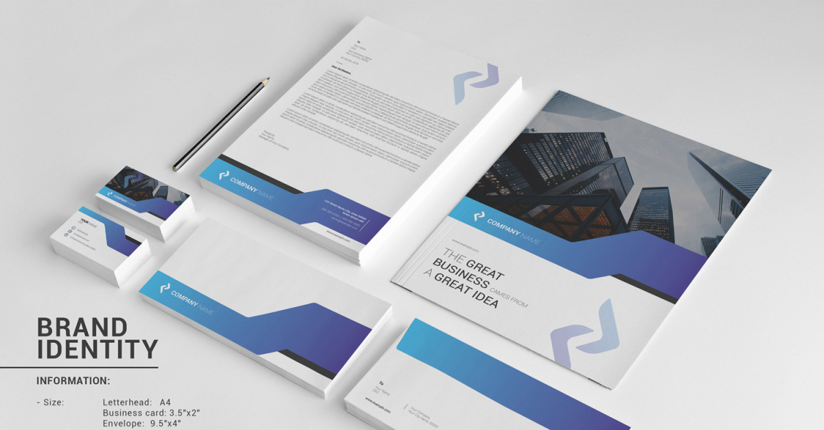 Modèle de conception d’identité de marque. Papeterie d'entreprise