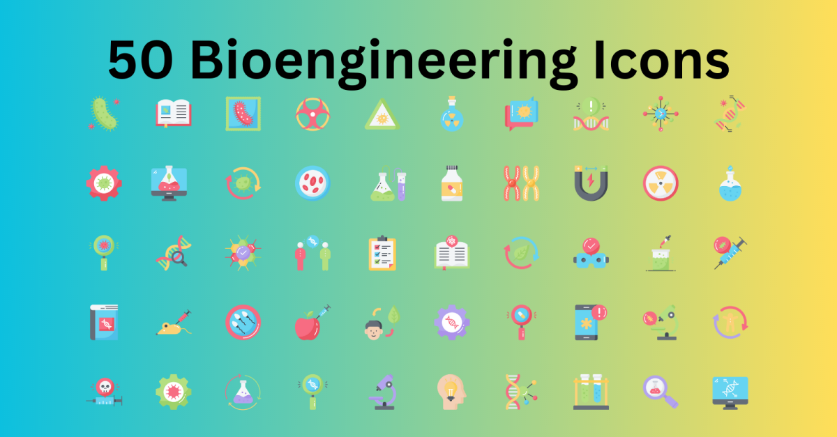 Bioengineering Icon Set 50 Flat Icons - SVG And AI Files