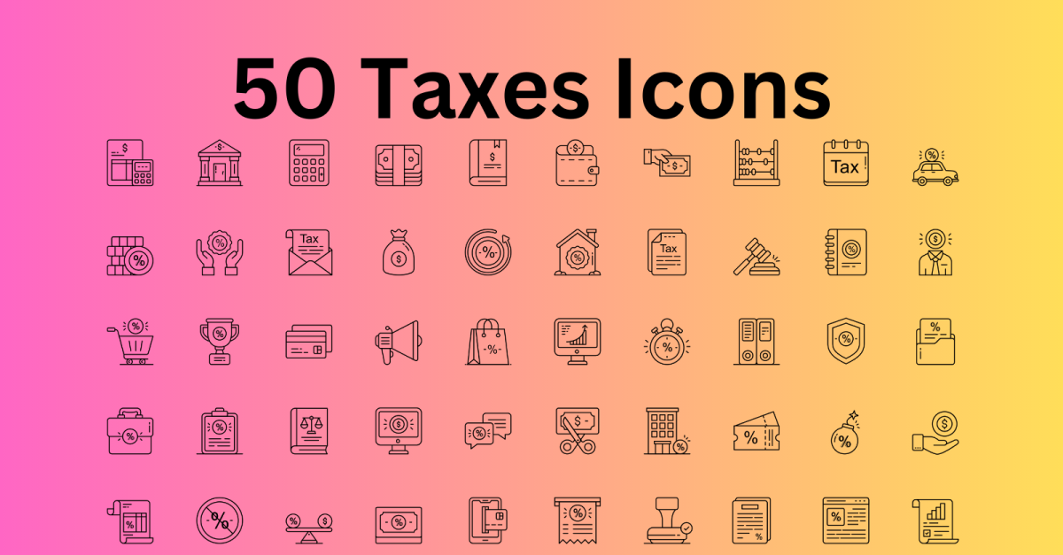 Taxes Icon Set 50 Outline Icons - SVG And AI Files