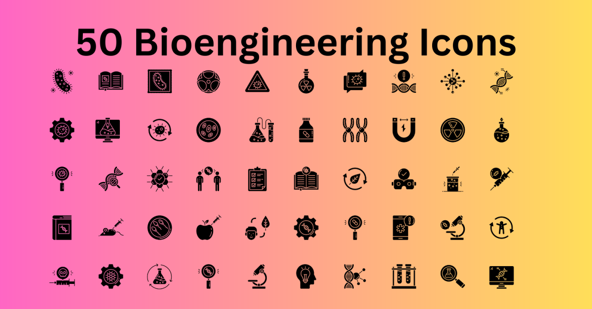 Bioengineering Icon Set 50 Glyph Icons - SVG And AI Files