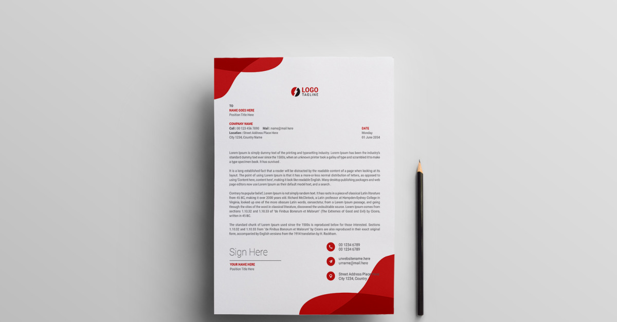 Plantilla de diseño de membrete rojo y azul - TemplateMonster