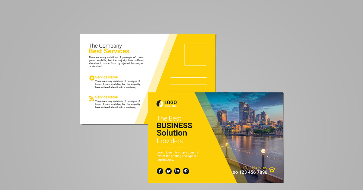 Simple Post Card Design Template #352876 - TemplateMonster