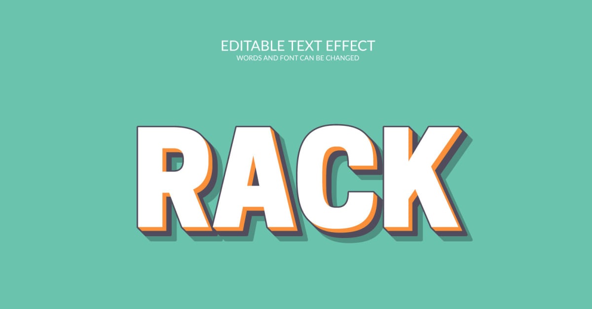Rack Fully 3D Editable Vector Eps Text Effect Template Design