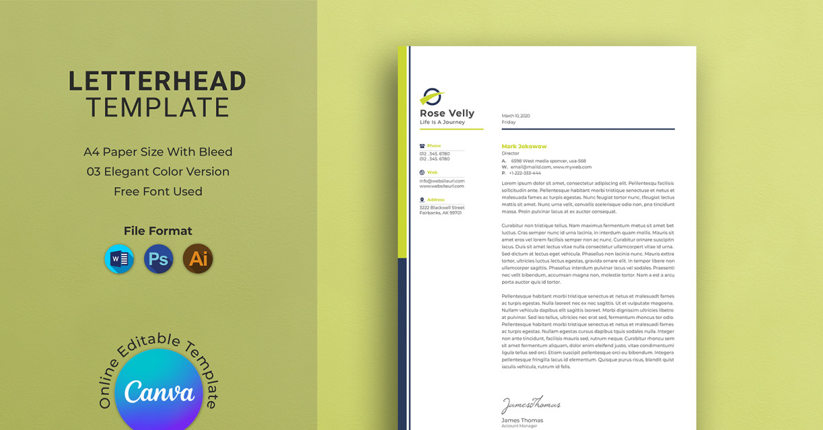 Canva Business Letterhead Template Design - TemplateMonster