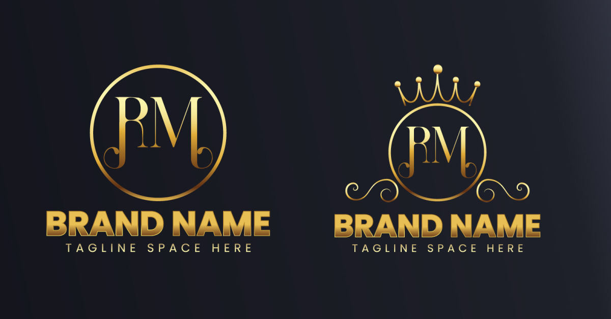 Luxury Letter RM Gold Monogram Logo Template Brand Identity