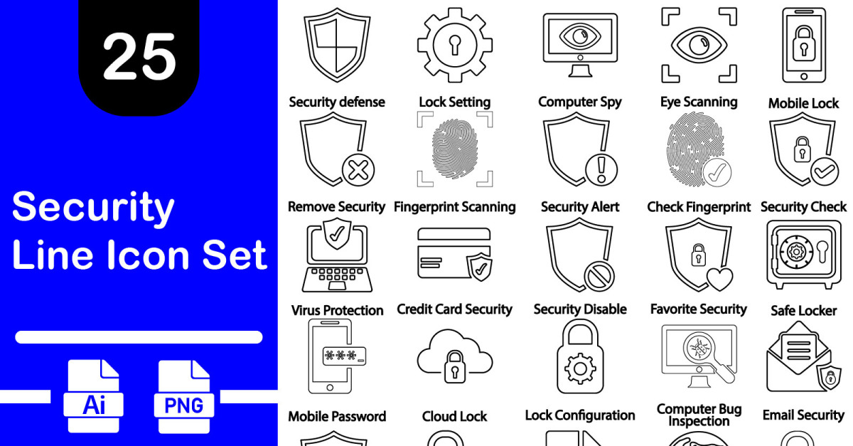 Security Outline Icon Set #353061 - TemplateMonster