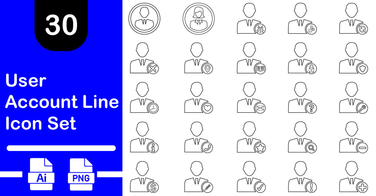 User Account Outline Icon Set #353067 - TemplateMonster