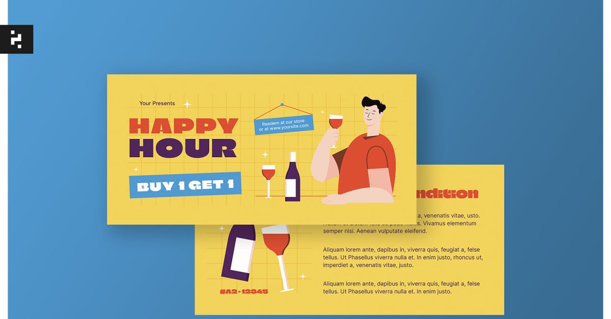 Creative Happy Hour Gift Voucher #353217 - TemplateMonster