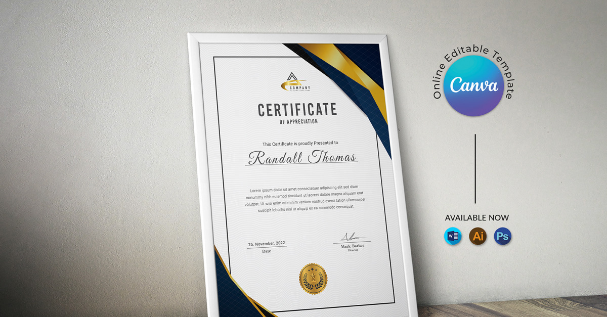 Canva Portrait Certificate Template Design - TemplateMonster