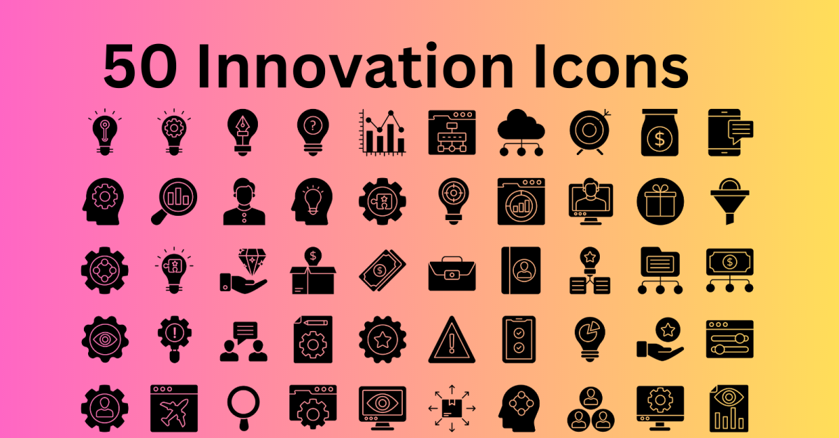 Innovation Icon Set 50 Glyph Icons - SVG And AI Files