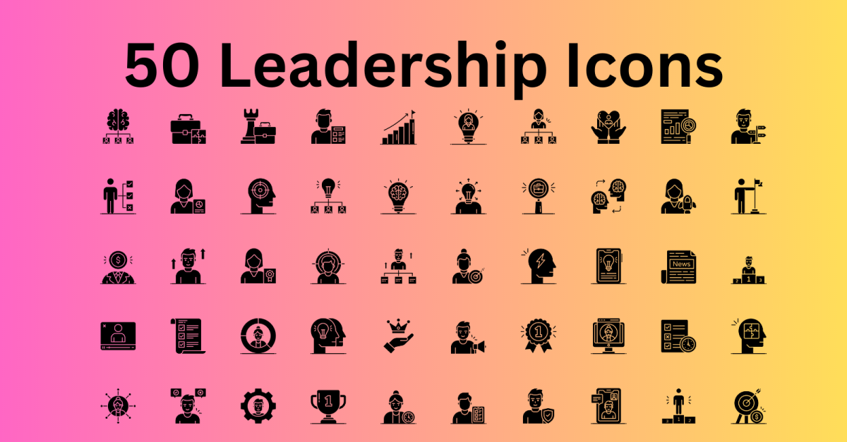 Leadership Icon Set 50 Glyph Icons - SVG And AI Files