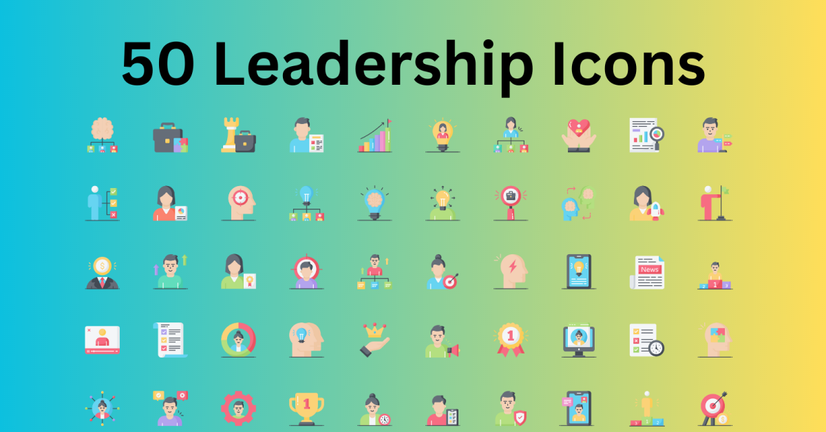 Leadership Icon Set 50 icônes plates - Fichiers SVG et AI