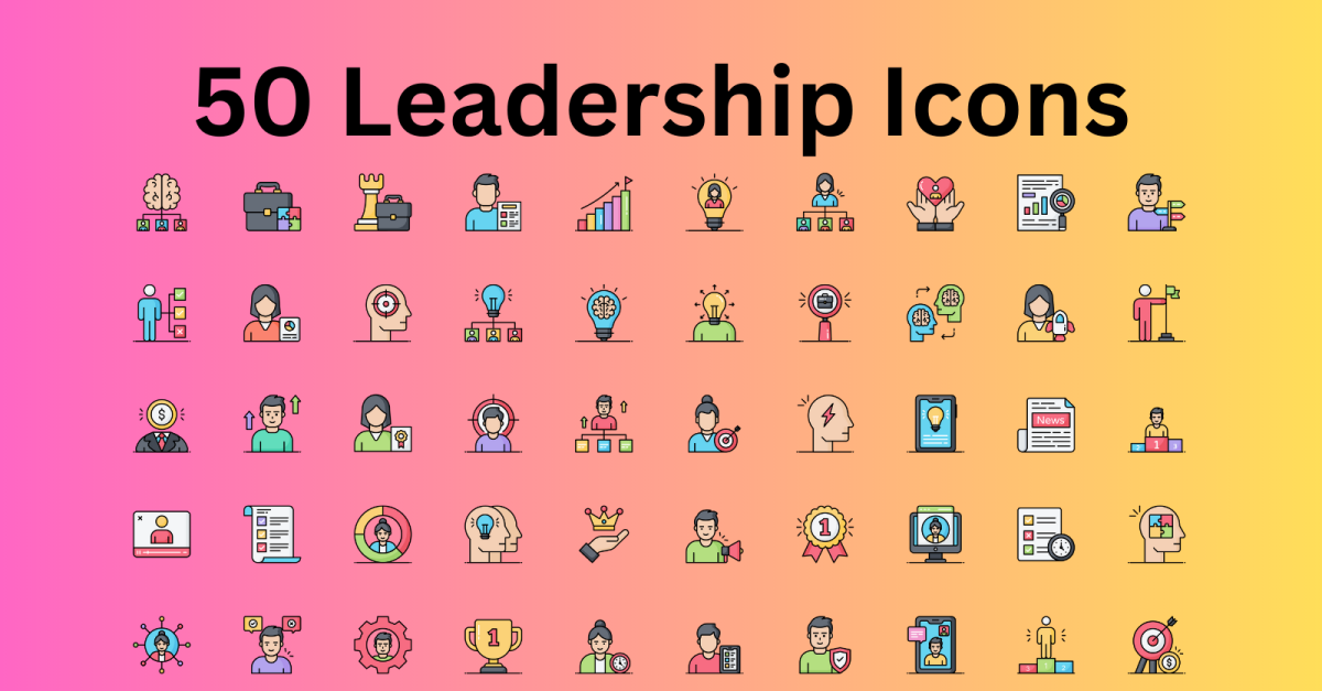 Leadership Icon Set 50 Line Color Icons - SVG And AI Files
