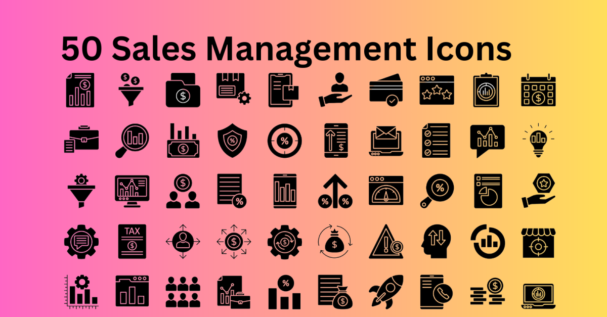 Sales Management Icon Set 50 Glyph Icons - SVG And AI Files