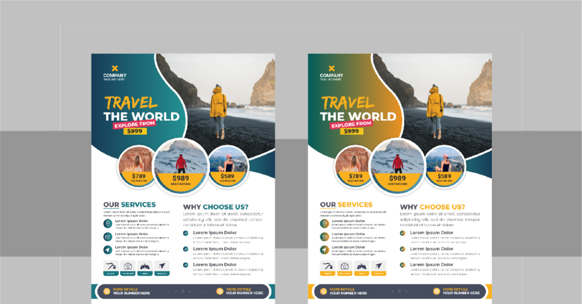 Holiday Travel Flyer Design or Editable tour flyer design layout