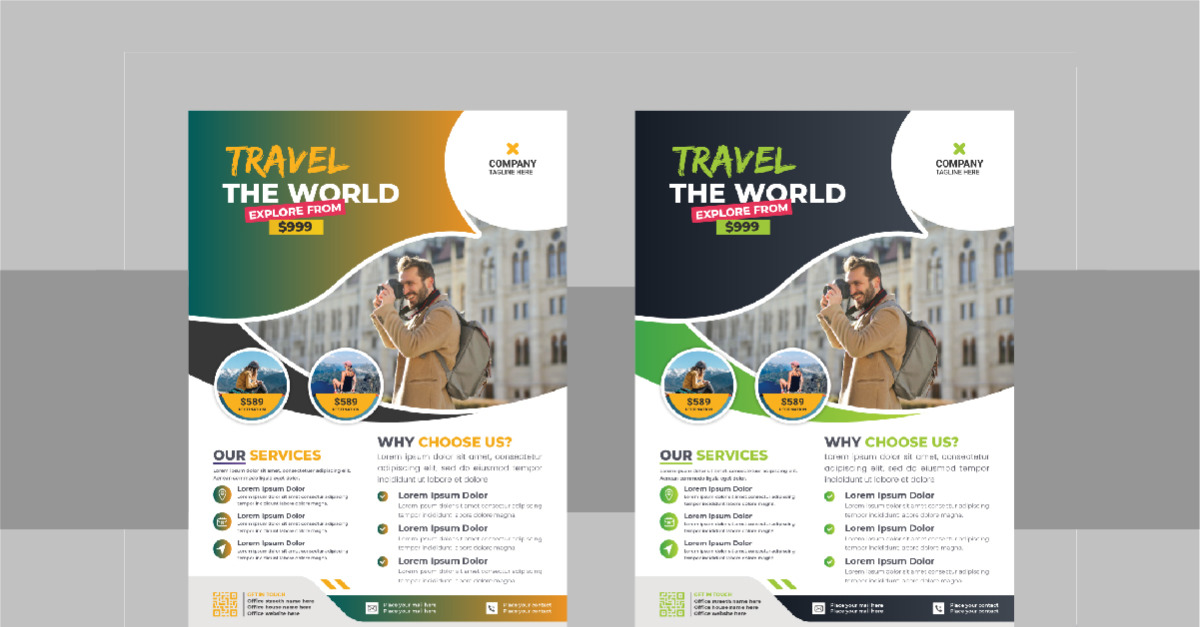 Holiday Travel Flyer Design or Editable tour flyer template layout