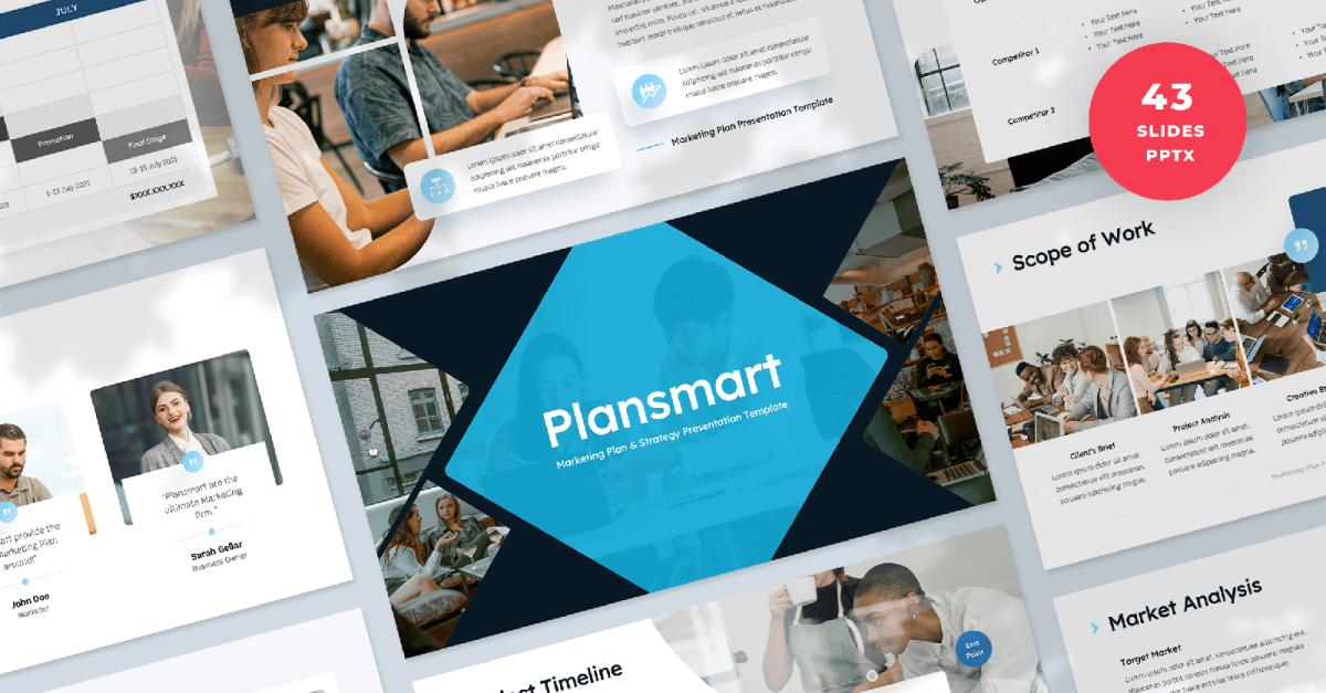 Plansmart - Plantilla de PowerPoint para presentación del plan de marketing