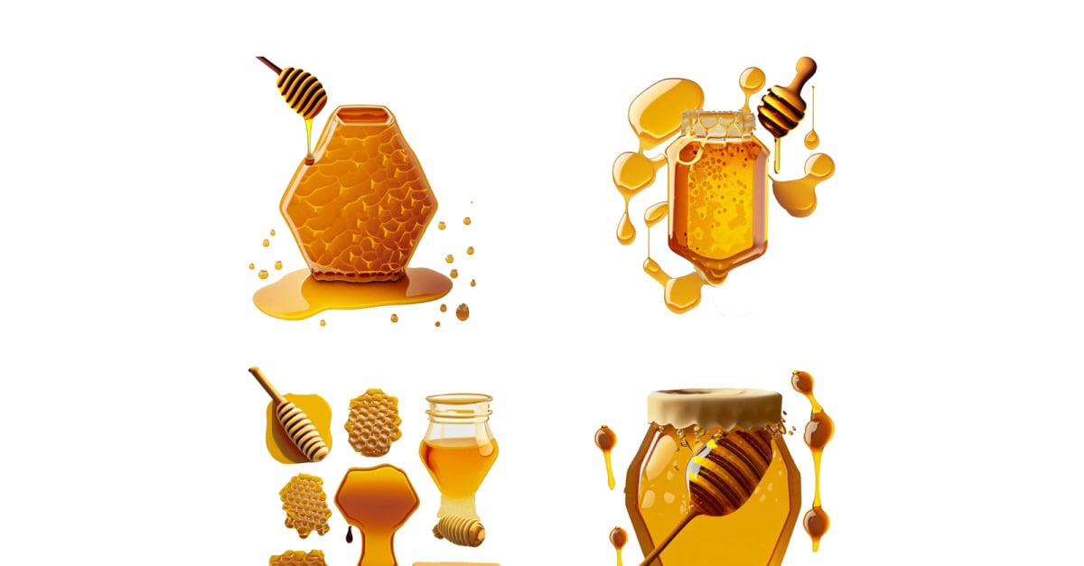 Honey icon set. Realistic illustration of honey icon set for web design.