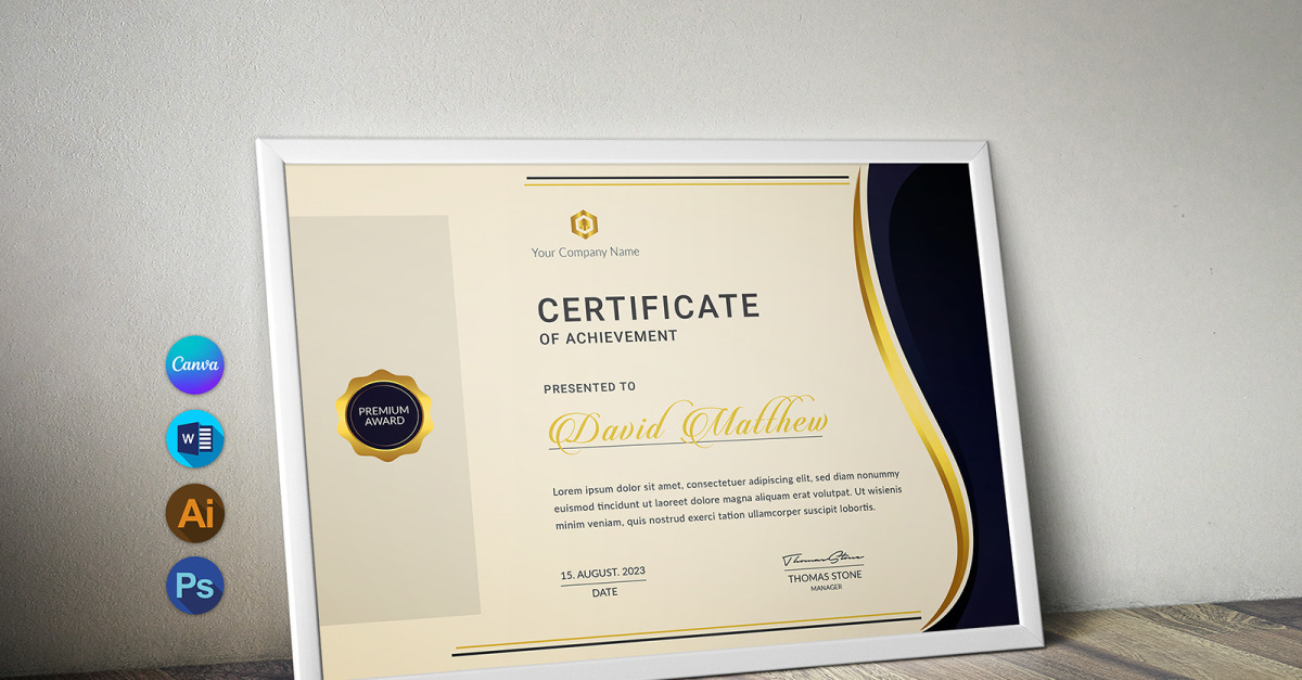 Modelo de certificado Canva moderno e profissional