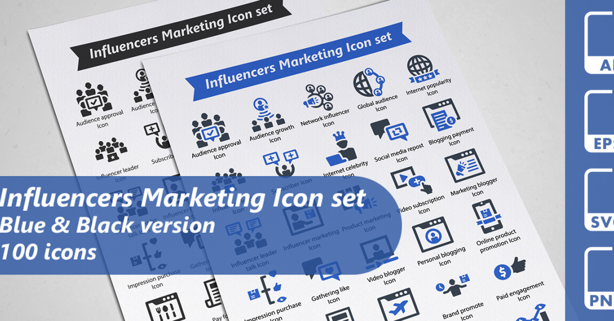 Influencers Marketing Icon Set #353743 - TemplateMonster