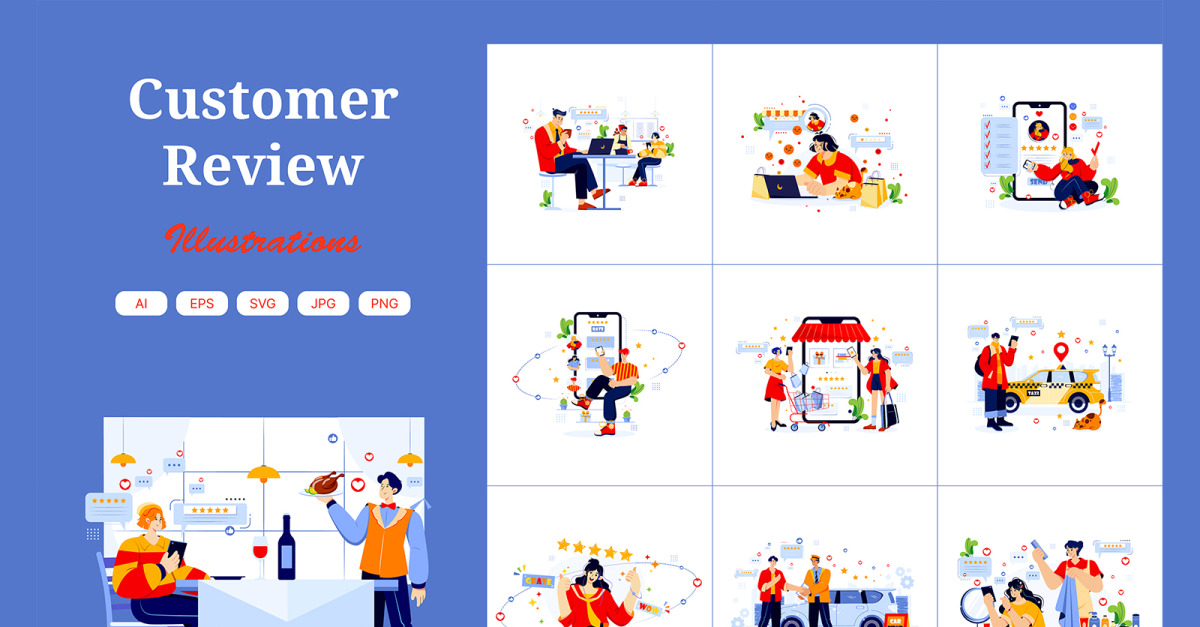 M393_ Customer Review Illustration Pack - TemplateMonster