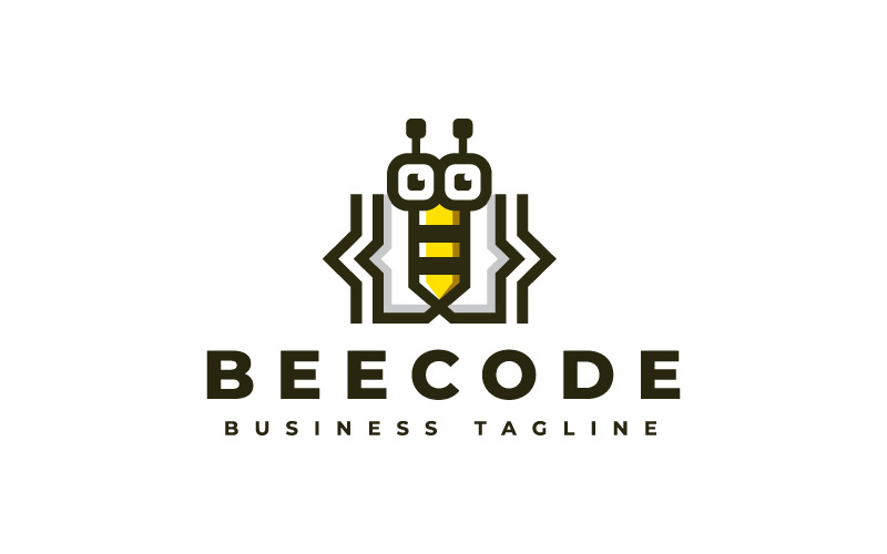 Unique Bee Code Logo Template #353786 - TemplateMonster