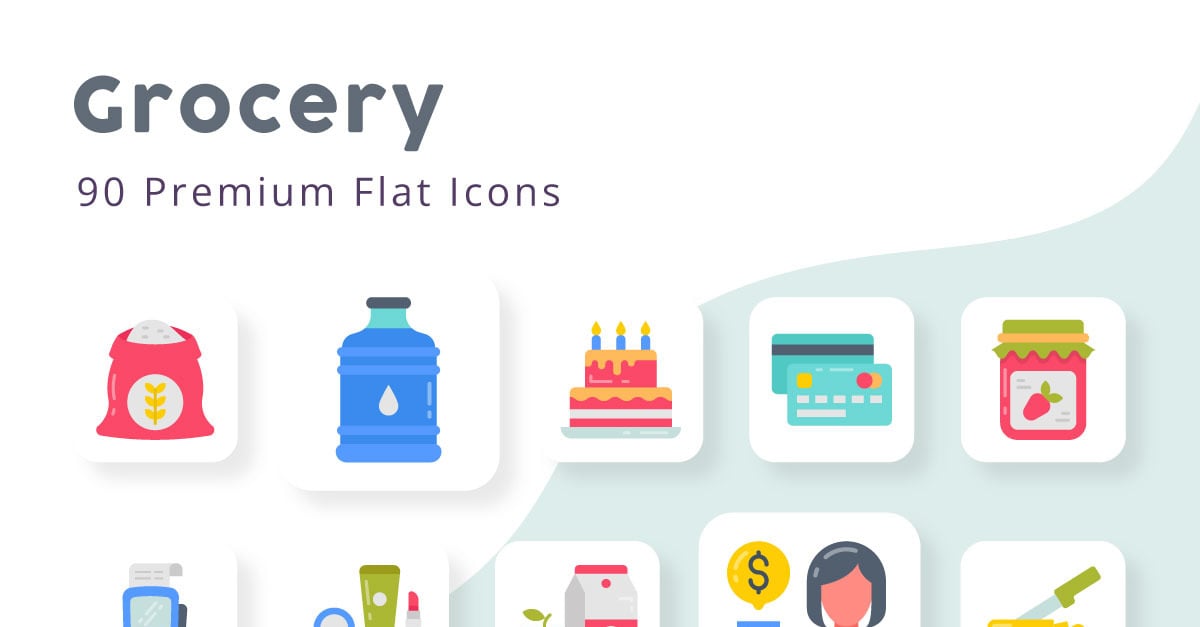 Grocery Premium Flat Icons #353805 - TemplateMonster
