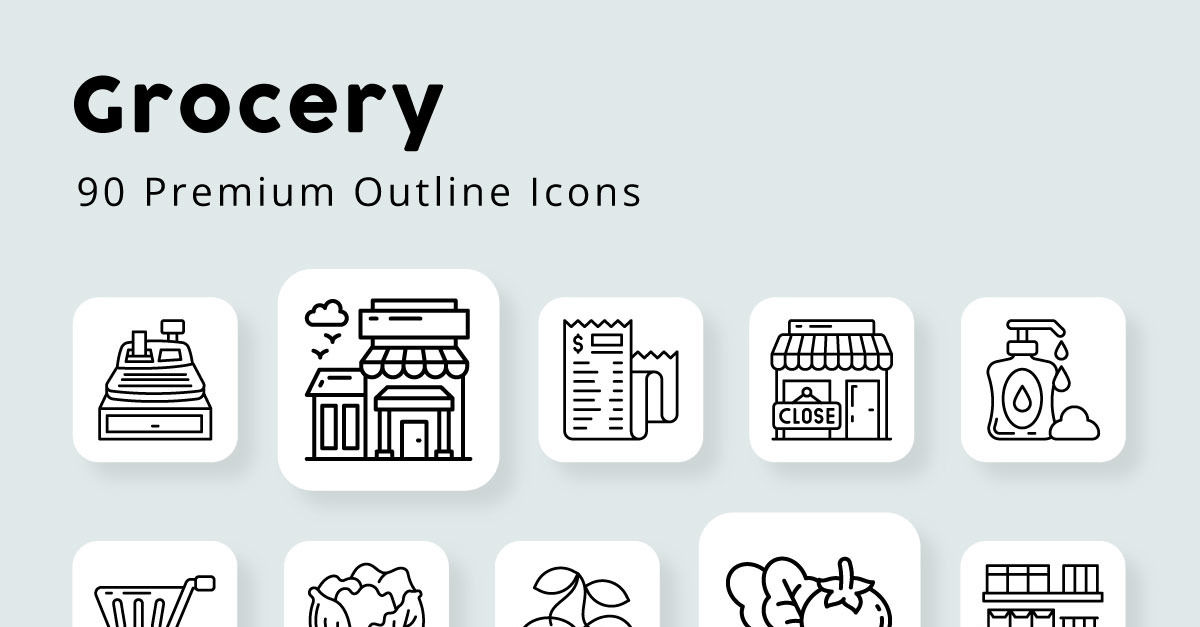 Grocery Premium Outline Icons #353807 - TemplateMonster