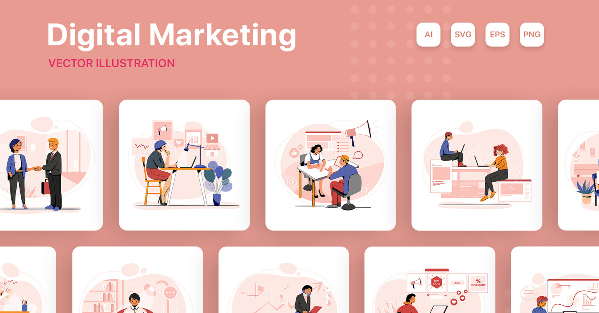 M207_ Digital Marketing Illustration Pack - TemplateMonster