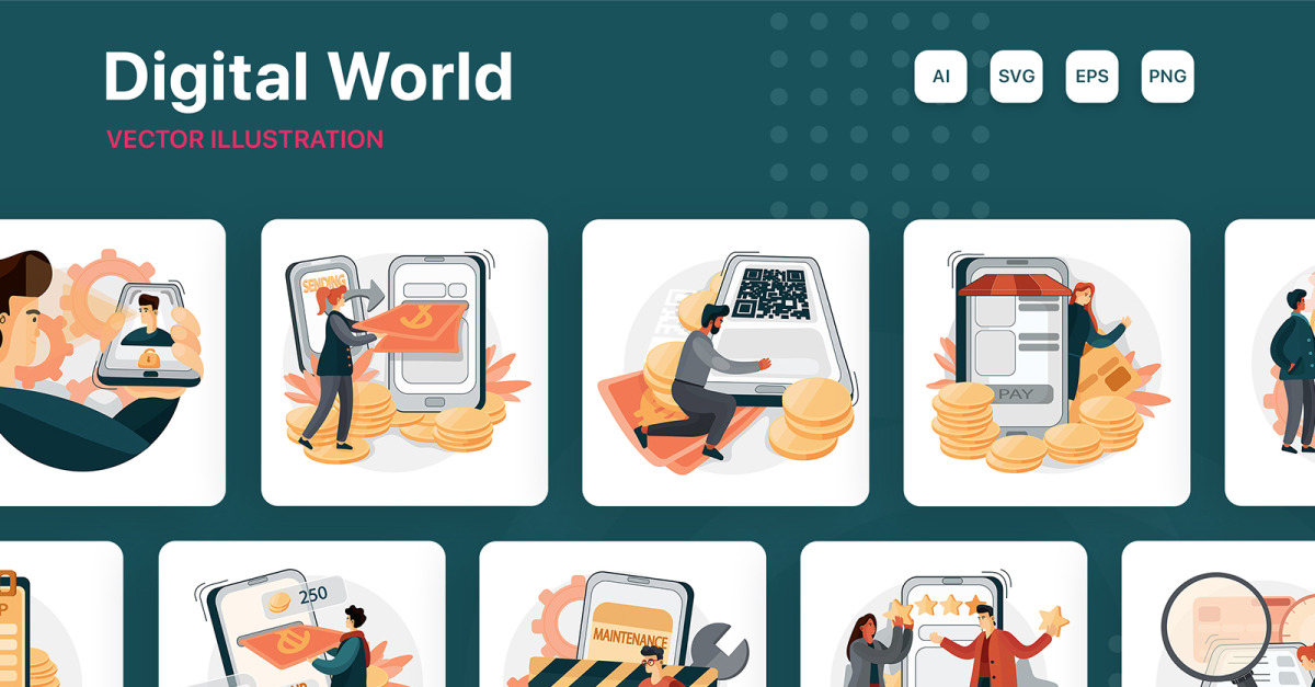 M211_ Digital World Illustration Pack - TemplateMonster