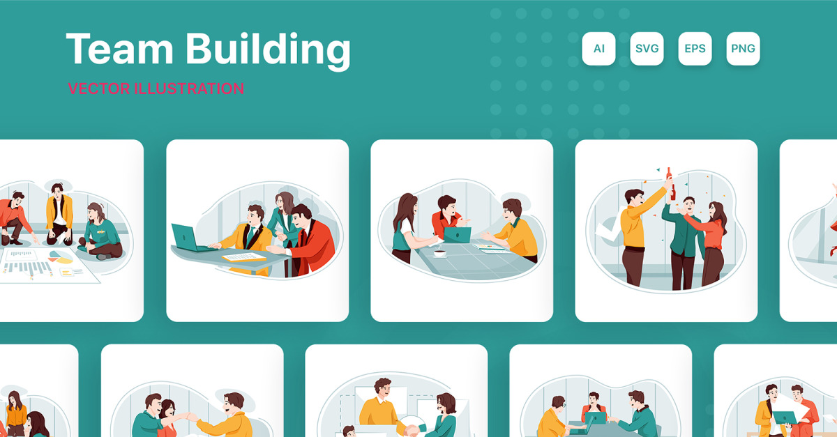 M228_ Team Building Illustration Pack - TemplateMonster