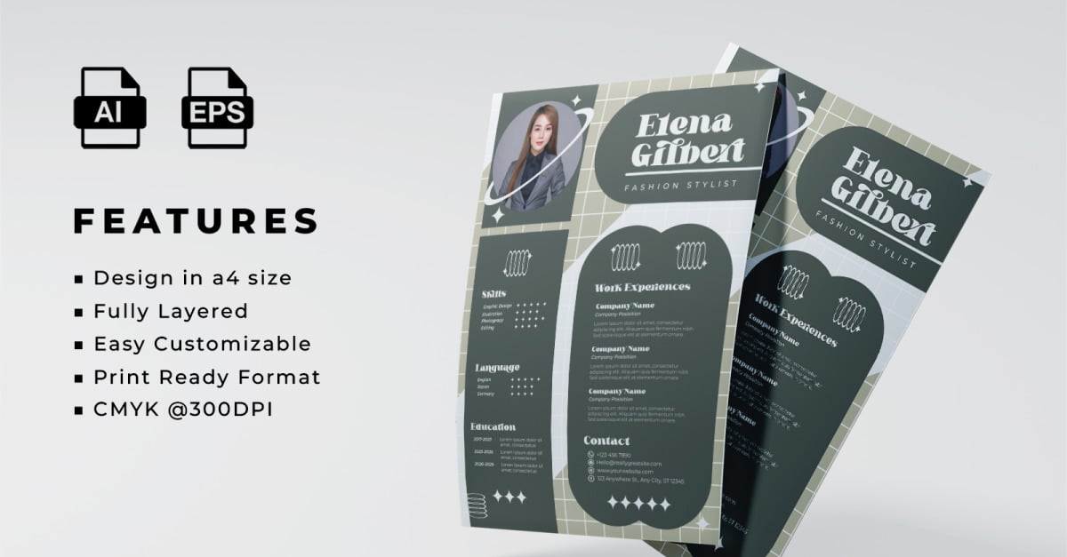 Özgeçmiş ve CV Şablon Tasarımı 13 #354047 - TemplateMonster