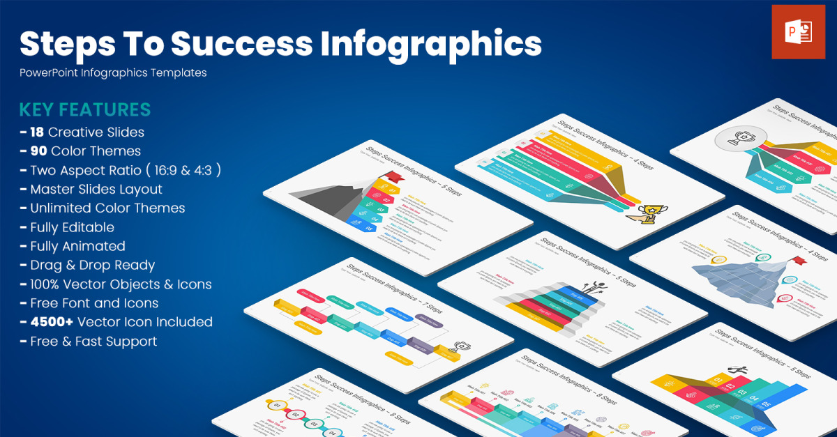 Passi per il successo Modelli PowerPoint di infografica