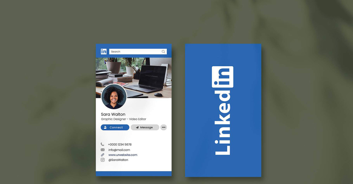 Plantilla de tarjeta de visita de LinkedIn - TemplateMonster