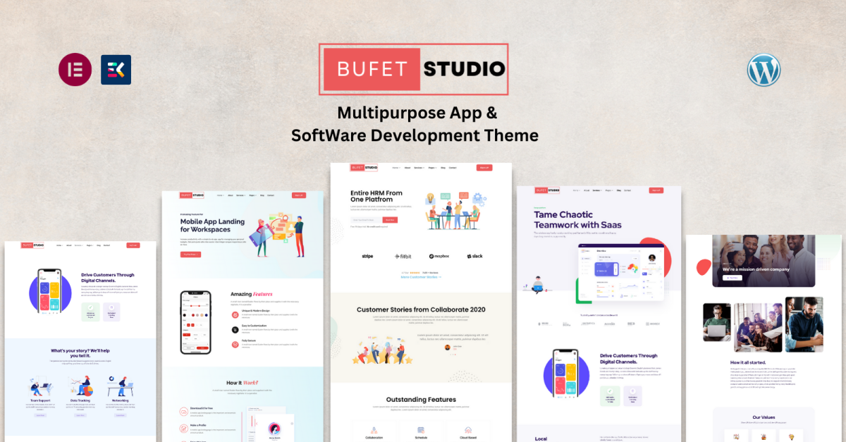Bufet Studio - Tema de WordPress para aplicaciones móviles y desarrollo de software multipropósito