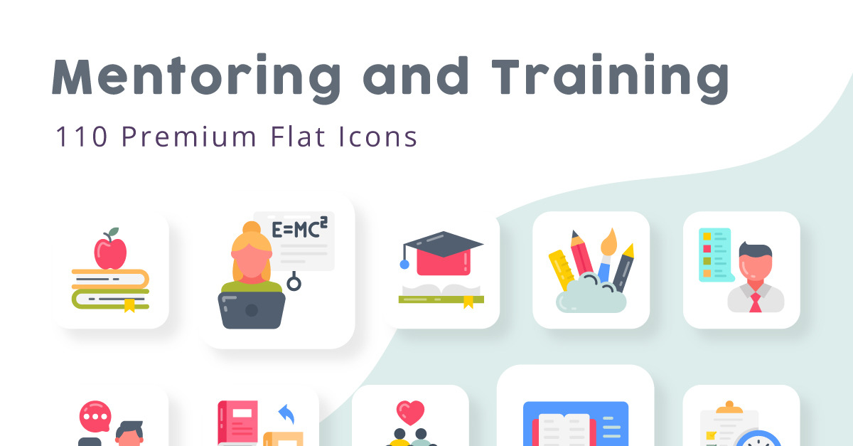 Mentoring and Training Flat Icons #354143 - TemplateMonster