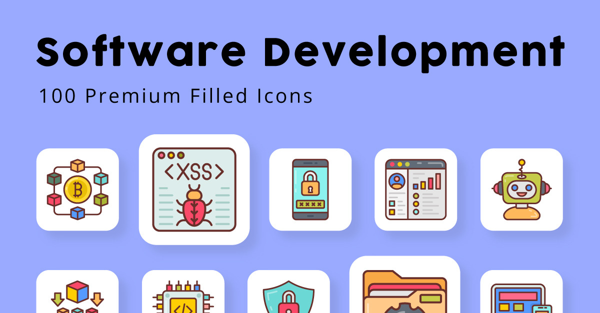 Software Development Filled Icons #354140 - TemplateMonster