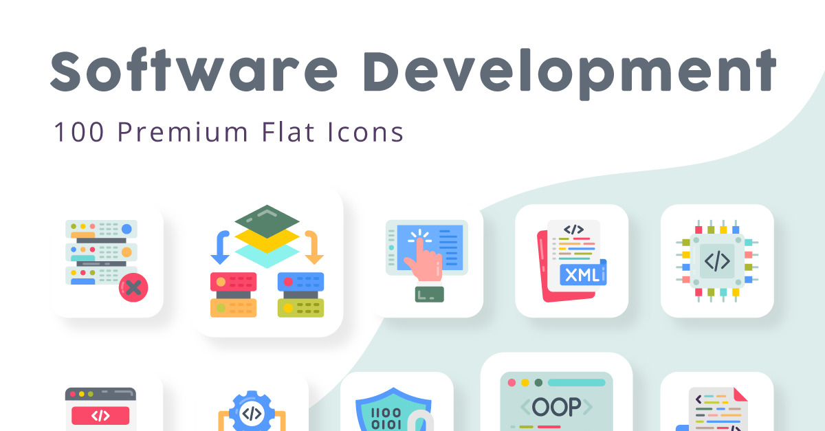 Software Development Flat Icons #354139 - TemplateMonster