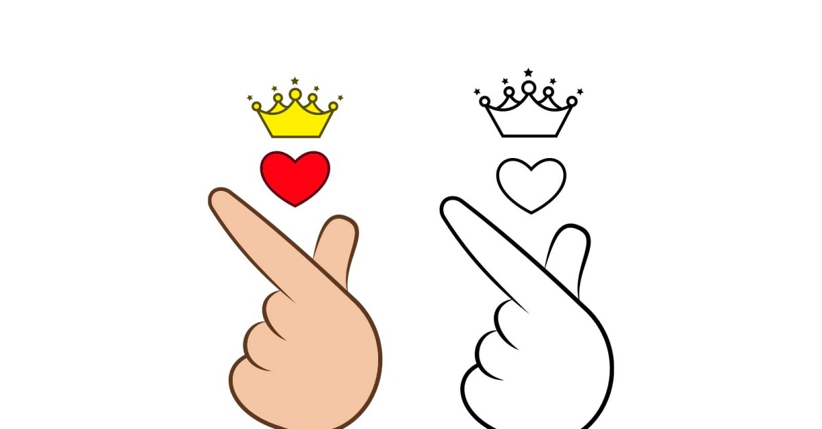 Coeur coréen avec création de logo de couronne