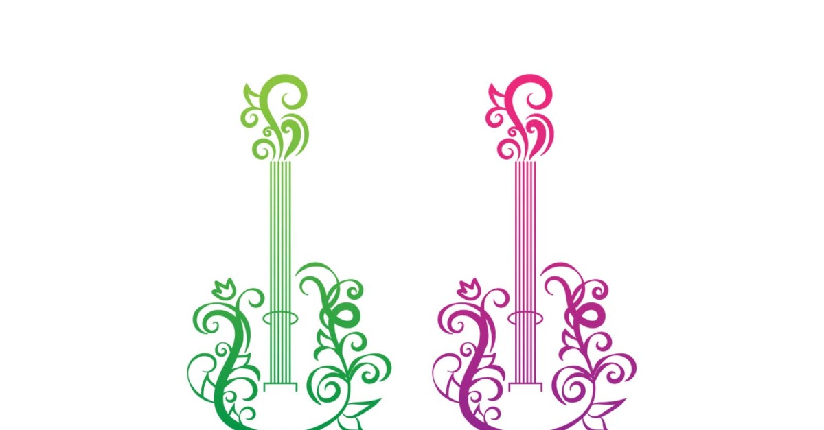 Creative Guitar Logo design #354346 - TemplateMonster