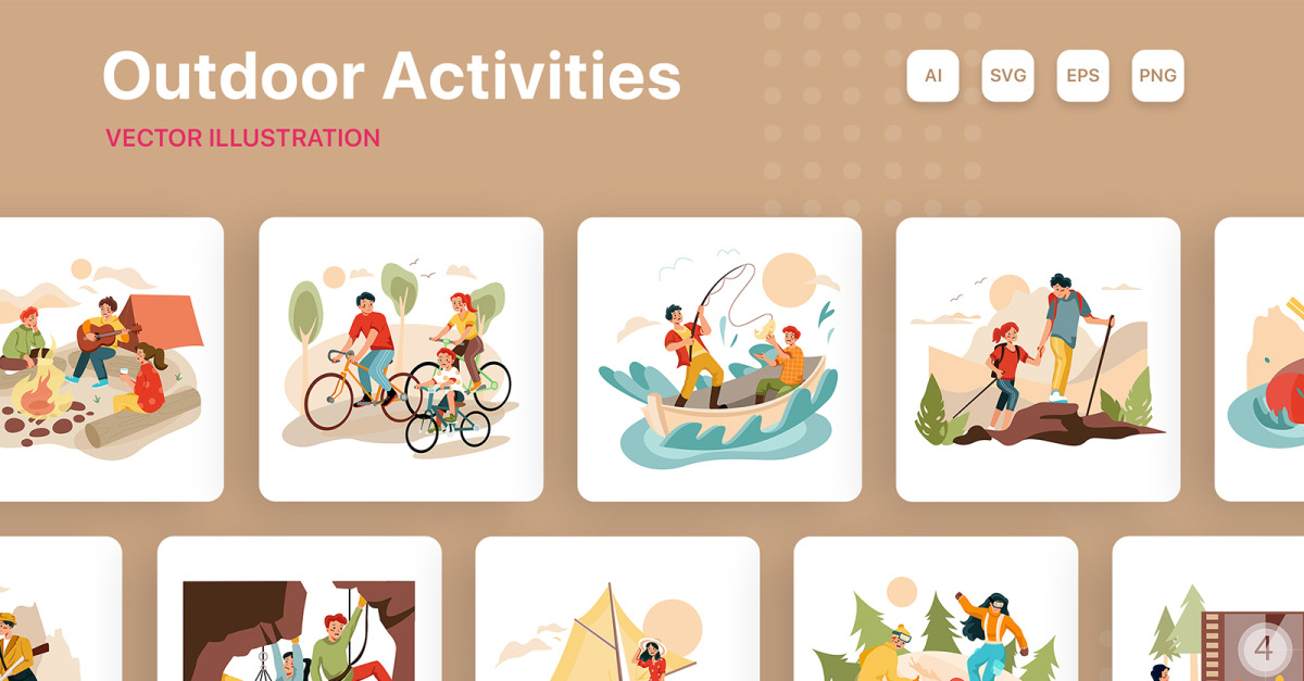 M245_ Outdoor Activities Illustration Pack - TemplateMonster