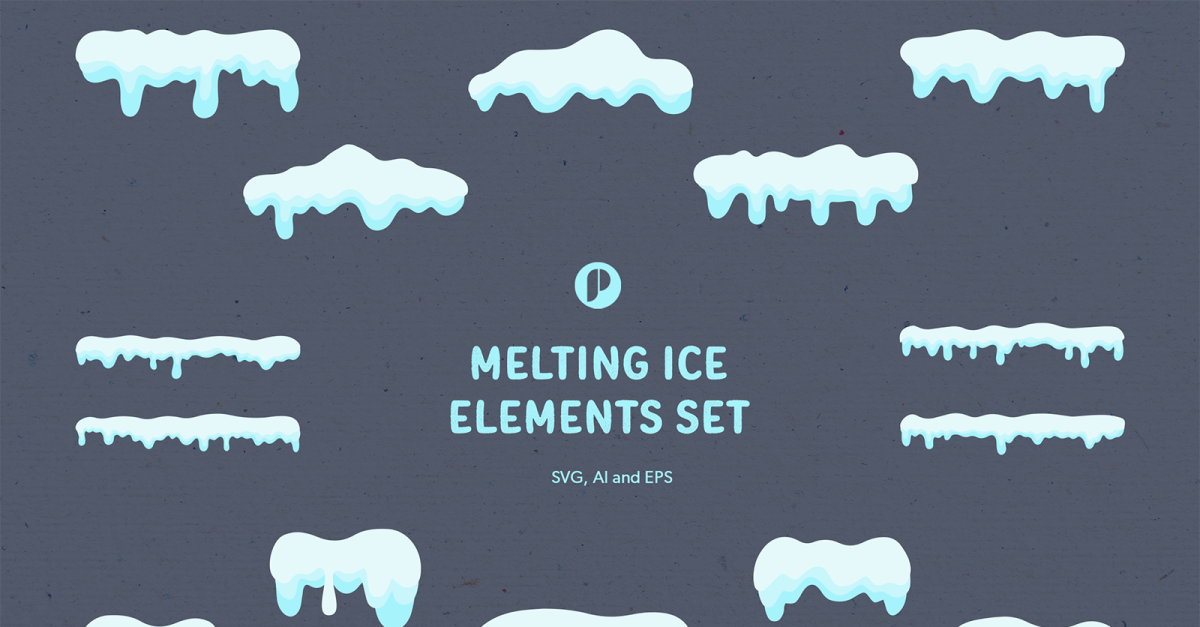 Blue Melting Ice Elements Set #354500 - TemplateMonster