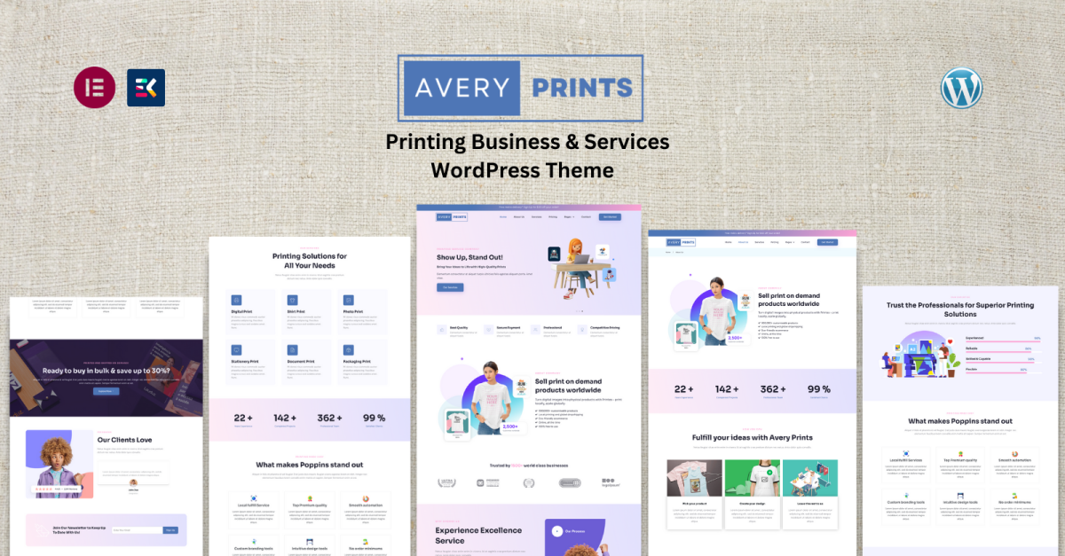 Avery Printing - Tema de WordPress para empresas de impresión y servicios de impresión bajo demanda