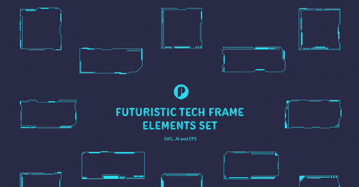 Futuristic Tech Frame Elements Set #354707 - TemplateMonster